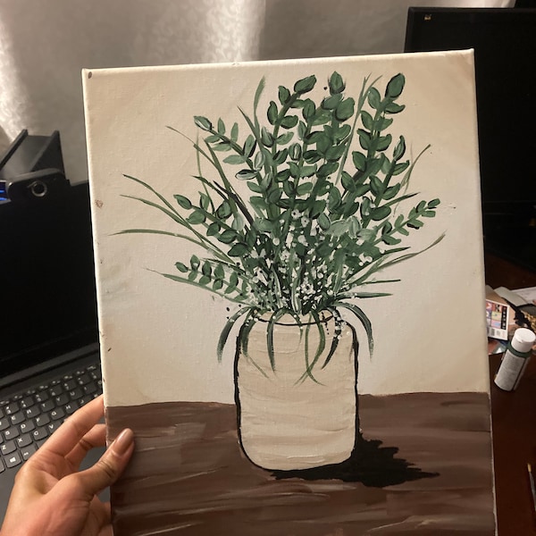 Greenery Canvas Painting Tutorial/instant Download/ Learn How to Paint ...