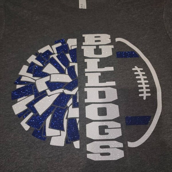 Bucs Football Cheer Team Spirit Shirt, Matte Navy and Gold Glitter ...
