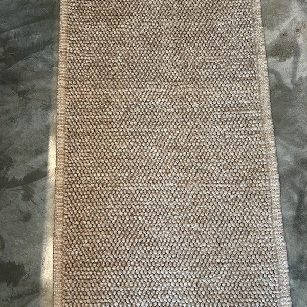Cozy Beige Wool Rug With Custom Options - Handwoven Chunky Loop Style ...