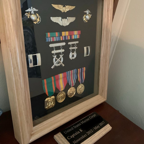 10 X 12 Oak Wood Shadow Box With Engraved Plaque (free Shipping Lower ...