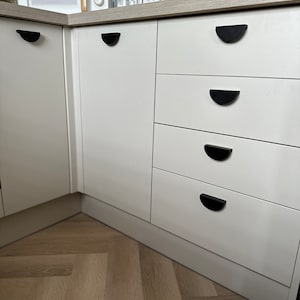 Matt Black Half Moon Kitchen Cabinet Pull Handle 64mm Fixings Brushed ...
