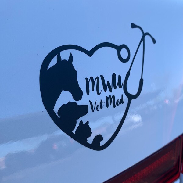 Veterinary Student Vinyl Decal | Vet Student Animal Silhouette Decal - Etsy