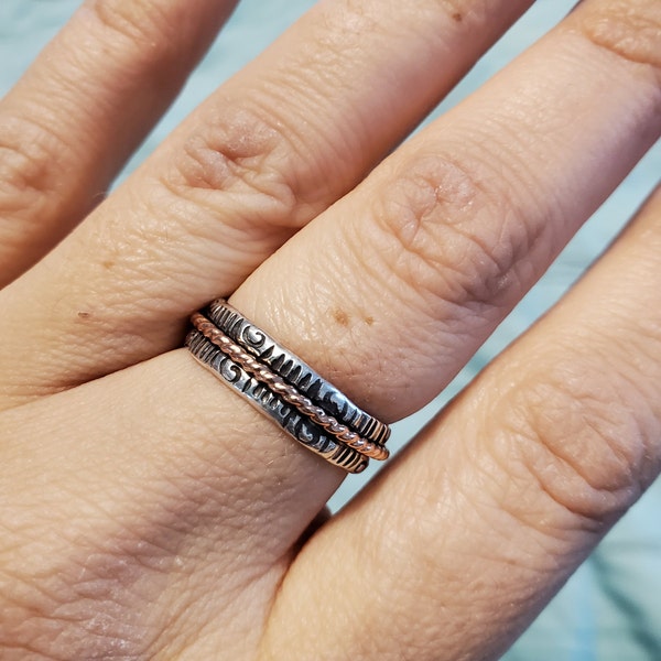 Contemporary Tri-color Stacking Rings in Rose Gold, Yellow Gold and ...