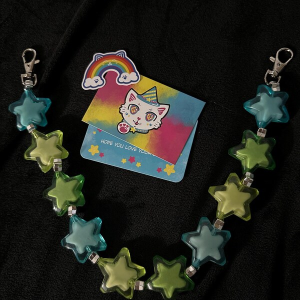 Colourful Star Clip Pairs With Star Bead Dangles Decora Kidcore Cute ...