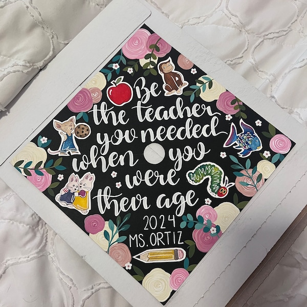 Floral Graduation Cap With Quote- Custom Graduation Cap With Quote ...