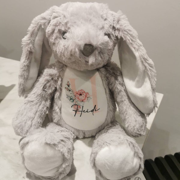 Personalised Bunny Rabbit, New Baby Gift, Personalised Plush Soft Toy ...