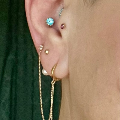 14K Solid Gold Tiny Red Apple Stud Screw Back Earrings, Cubic Zirconia ...