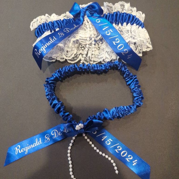Bridal Garter Set Royal Blue Wedding Garter Set Blue Bridal Garters ...