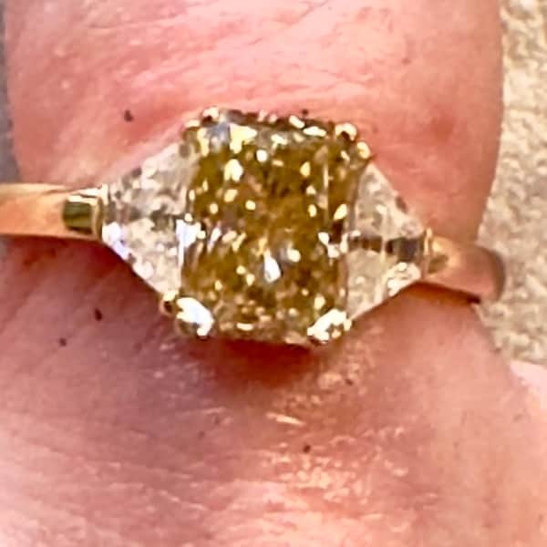 Lozenge Cut Moissanite Diamond Wedding Ring 2.50 Ct Bezel Set Lozenge ...