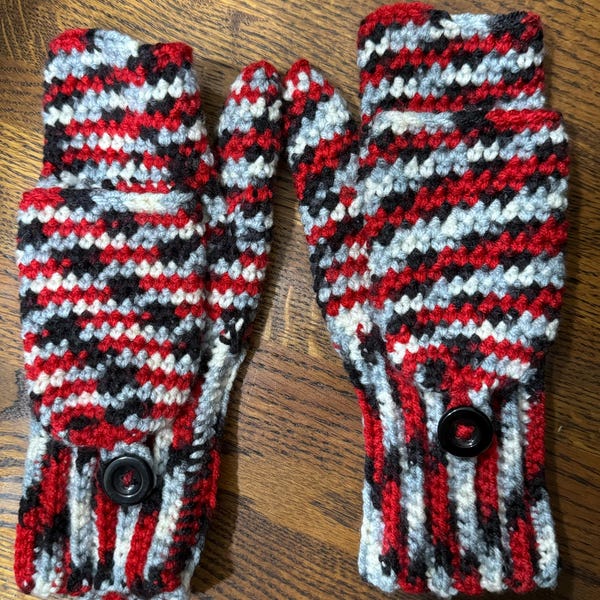 Easy Fingerless Mittens With Flaps. Adult and Child Sizes. PDF Pattern ...
