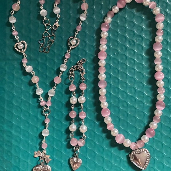 Kawaii Bunny Keychain/ Heart Keychain/ Beaded Keychain/ Kawaii Bag Clip ...