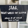 Night Shift Worker Sleeping Wood Door Sign, Do Not Disturb Sign, Nurse ...