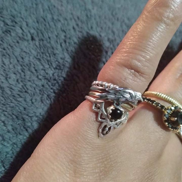 Raven Ring Sterling Silver Crow Ring Silver Raven Ring Witch Ring Bird ...