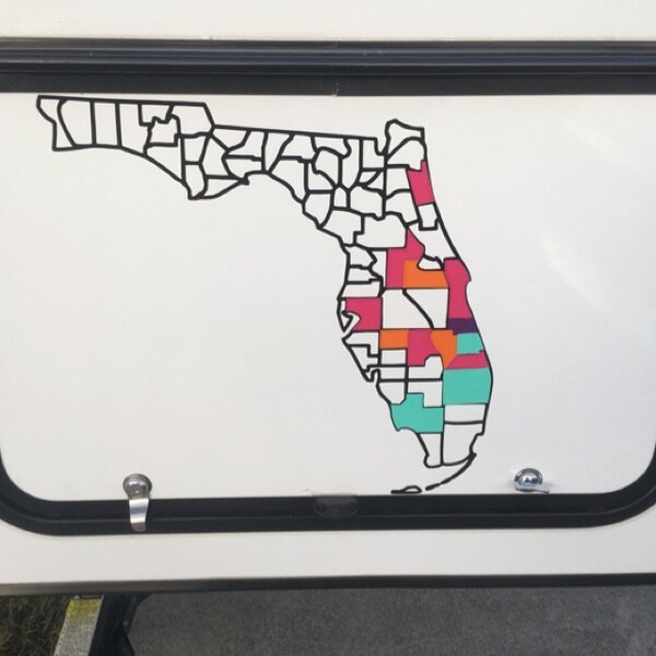 Florida County Decal Map - Camper Decal, Florida Decal, RV Decal ...