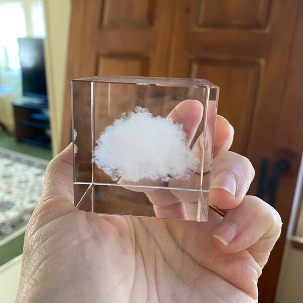 Crystal Cloud Rain Cube, Wolke, Sky, Rain, Cloud Sculpture, Paperweight ...