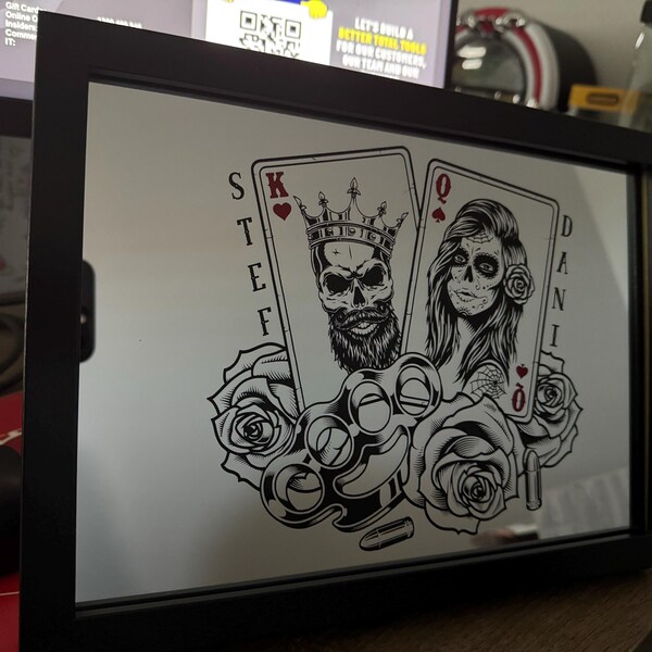 Queen Mirror Playing Card Mirror With Positive Words Framed Mirror Wall ...
