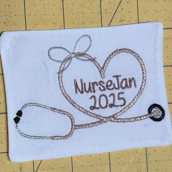 Nurse Embroidery Design, Heart Bow Nursing Stethoscope Machine ...
