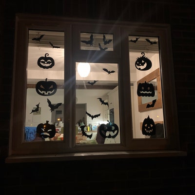 Halloween Window Decals, Halloween Pumpkins and Bat Window Decor ...