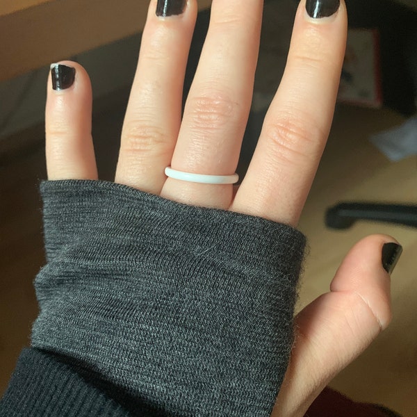 Simple White Ring, Thin Ceramic Stacking Ring, SIZES 4, 5, 6, 7, 8, 9 ...