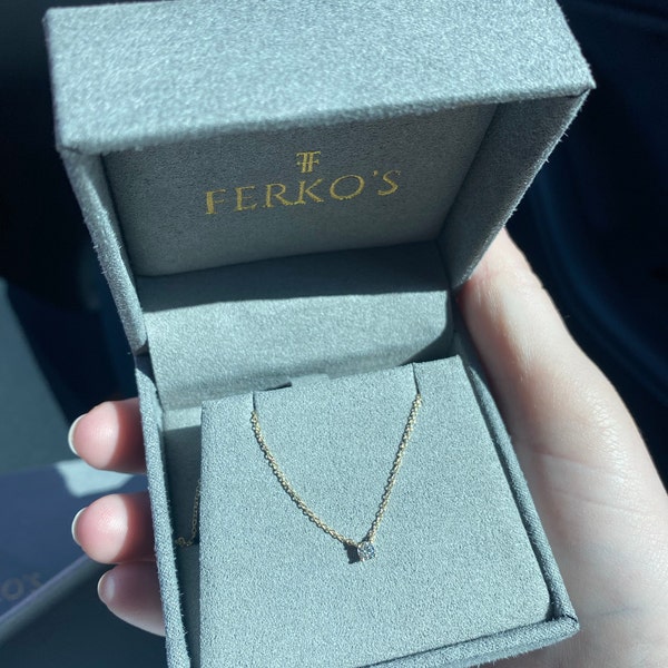 Prong Setting Diamond Necklace / Diamond Solitaire Pendant / Floating ...