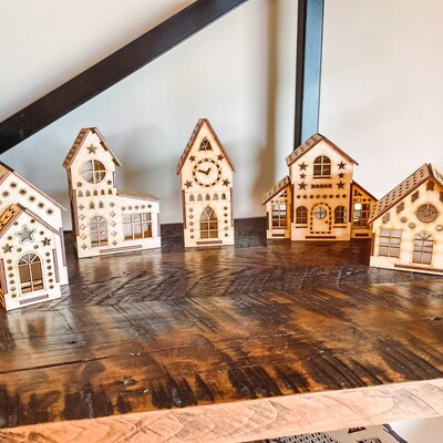 Christmas Houses Set 2 5 Styles Laser Cut Files - Etsy