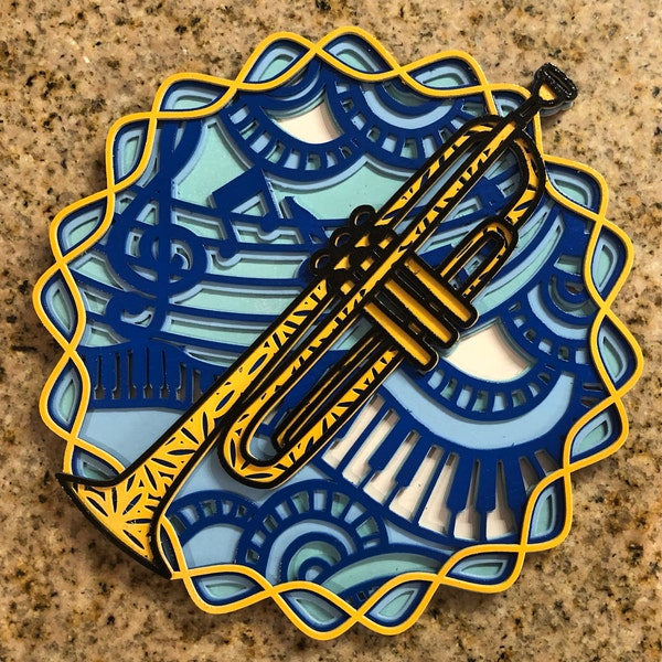Trumpet Music Instrument Layered Laser Cut File Multi Layer Mandala SVG ...