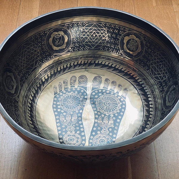 Flower of Life Engraved Golden and Black Colored Fancy Gong -available ...