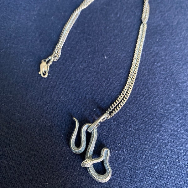 Snake Sterling Silver Necklace, Serpent, Coiling, Men’s, Unisex - Etsy
