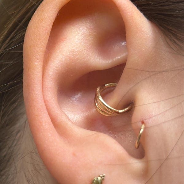 14K Solid Gold Hoop Clicker,daith Piercing,septum Piercing,gold Ring ...