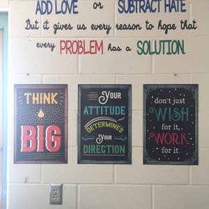 Math Vinyl Wall Decals for Classroom // Add Love, Subtract Hate - Etsy