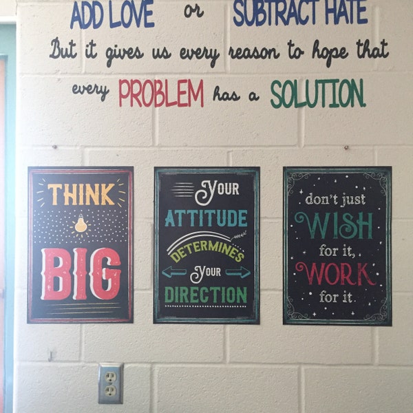 Math Vinyl Wall Decals for Classroom // Add Love, Subtract Hate - Etsy