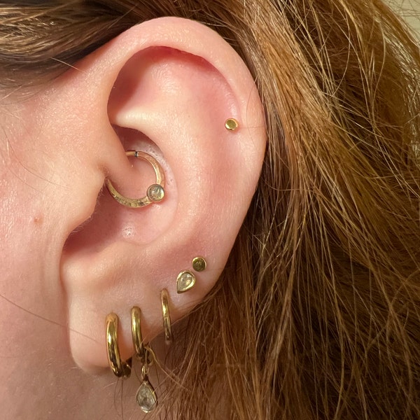 Gold Filled Daith Earring With Labradorite Stone, Daith Piercing ...