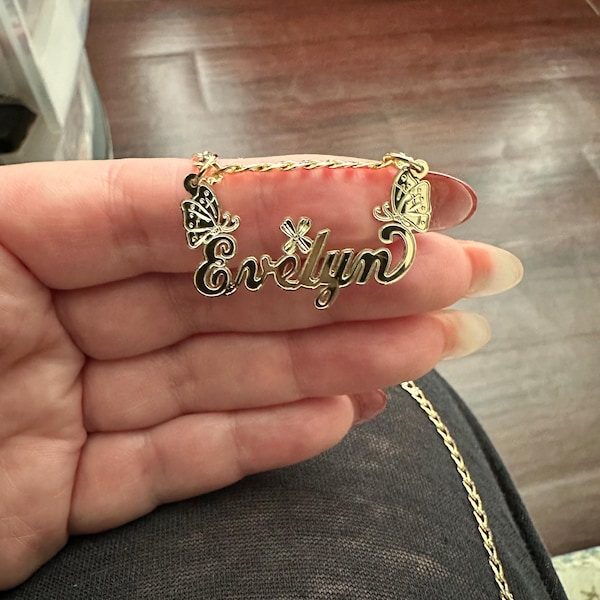 Mini Gold Underlined Heart Nameplate - 10K or 14K Solid Real Gold ...