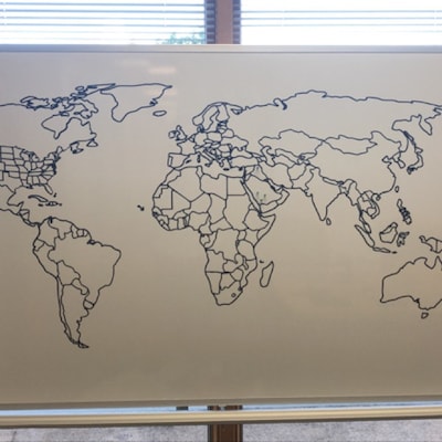 Large World Map Wall Decal With Outlined Countries and United States ...