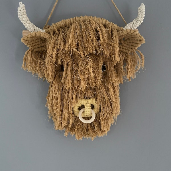 Macrame Highland Cow Wall Hanging - Etsy