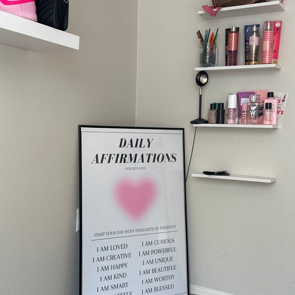 Pink Aura Poster Set, Set of 3 Affirmation Poster, Trust Graident ...