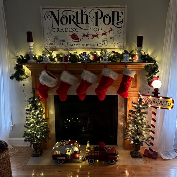 Rustic Christmas Sign North Pole Trading Company Sign Modern Farmhouse ...