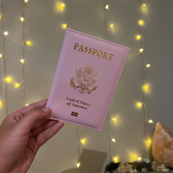Pink Passport Cover, Passport & Vaccination Card Holder USA W ...