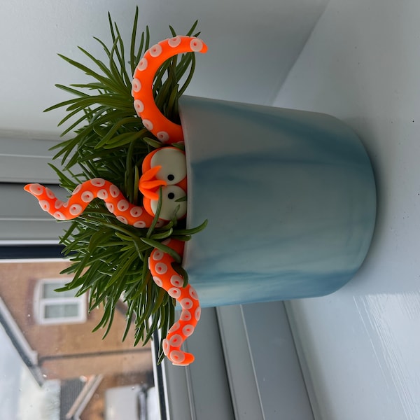 Glow in the Dark Octopus Plant Pot Decoration: Quirky Plant Pet. Wall ...