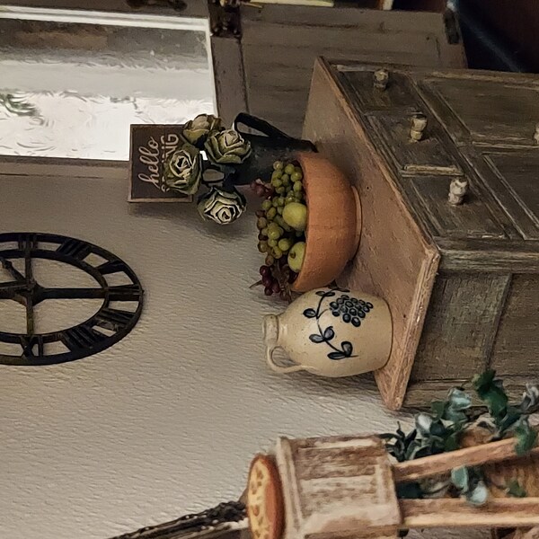 IGMA Jane Graber Pottery Double Handle Pine Cone Jug dollhouse Colonial ...