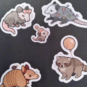 Opossum Sticker Set of 2 / Opossum Blossom and Pretty Possum / Cute ...
