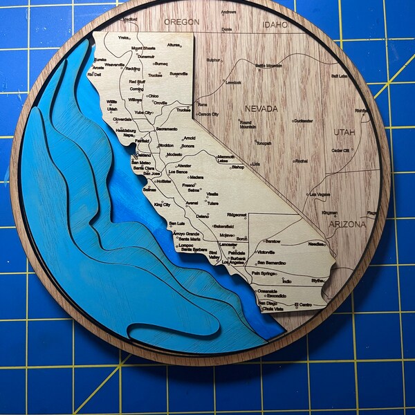 7 Layer 3D California Map , Multi -layer Panel,laser Cut File. 3D Wood ...