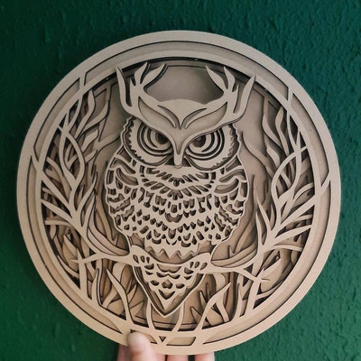 Owl Multilayer Panel Laser Cut Files Owl Mandala SVG 7 Layer Owl S3 - Etsy