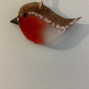 Robin Hanging Decoration. Fused Glass - Etsy UK