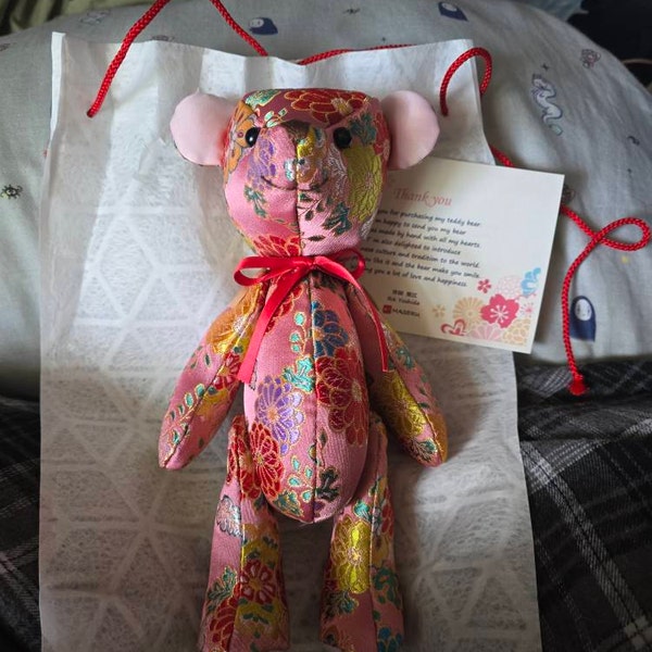Handmade Teddy Bear, Made in Japan Using Traditional Japanese Fabrics ...