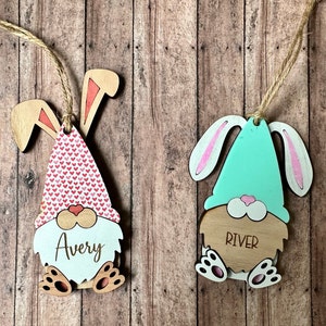 Cute Gnome Easter Bunny Basket Name Tag Laser Cut Digital File 6 ...