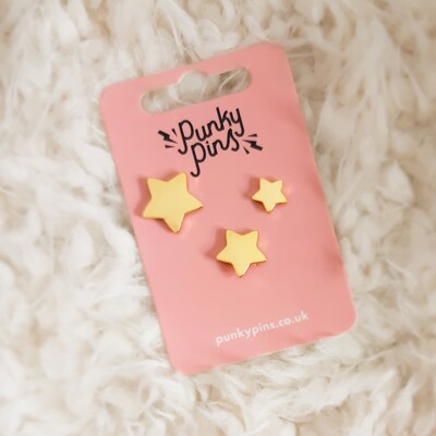 Trio of Gold Stars Enamel Pin Set // Achievement Pins, Collar Pins ...