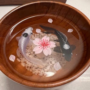 5'' Manual Drawing Koi Aquarium, Epoxy Resin Mini Aquarium Landscape ...