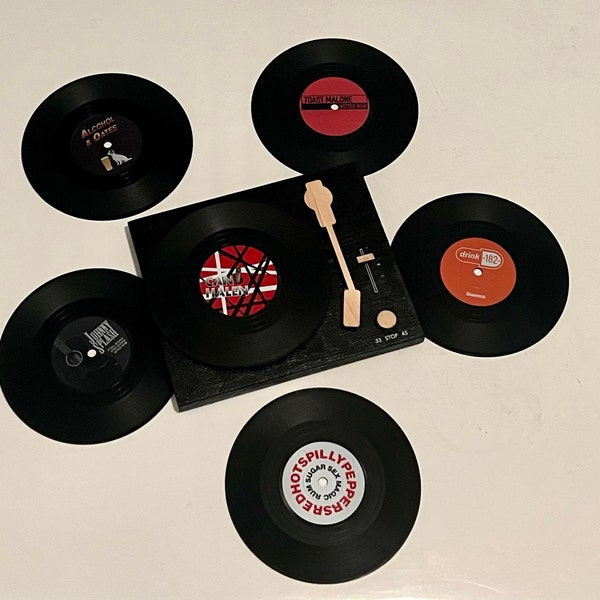 Funny Vinyl Record Coasters With Turntable Holder - Make a Set With 26 ...