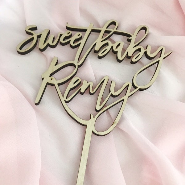 Personalized Baby Name Cake Topper, Rustic Wood, 6" Wide - Etsy